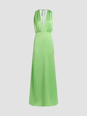 Ramy Brook Martin Satin Gown - Bright Lime