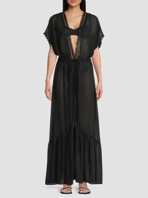 Ramy Brook Gem Tie-waist Cover-up Maxi Dress - Black