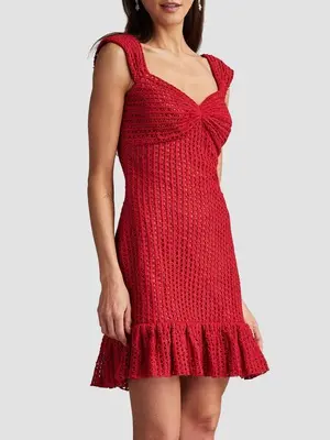 Tadashi Shoji Crocheted Sweetheart Minidress