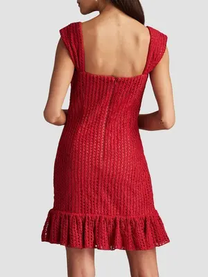 Tadashi Shoji Crocheted Sweetheart Minidress