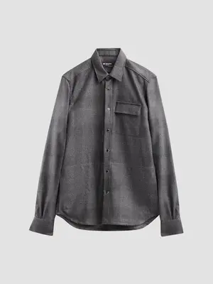 Kiton Buba Plaid Wool-cotton-cashmere Shirt - Medium Grey