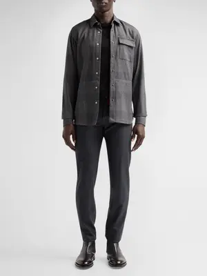 Kiton Buba Plaid Wool-cotton-cashmere Shirt