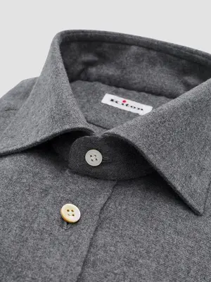 Kiton Brushed Cotton Flannel Dress Shirt - Grey