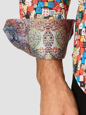 Robert Graham Snake Eyes Dice-print Stretch Cotton Shirt