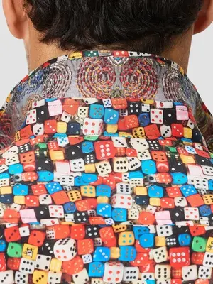 Robert Graham Snake Eyes Dice-print Stretch Cotton Shirt