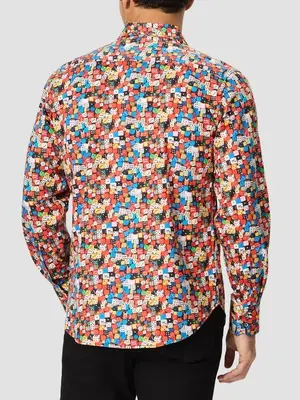 Robert Graham Snake Eyes Dice-print Stretch Cotton Shirt