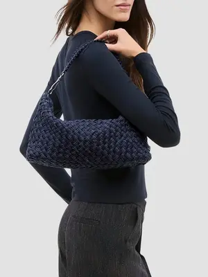 NAGHEDI Porto Small Double Weave Half Moon Shoulder Bag