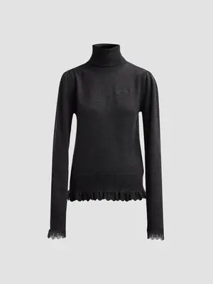 GANNI Merino Wool Turtleneck Sweater - Phantom