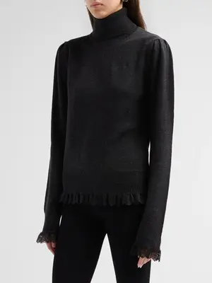GANNI Merino Wool Turtleneck Sweater