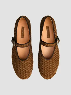 NAGHEDI Marais Mary Jane Flats - Teak