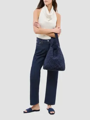 NAGHEDI Nomad Medium Double Weave Denim Hobo Shoulder Bag - Indigo