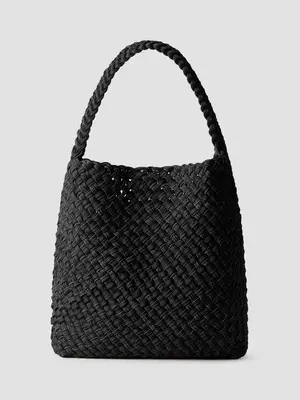 NAGHEDI Nomad Medium Double Weave Denim Hobo Shoulder Bag Jet