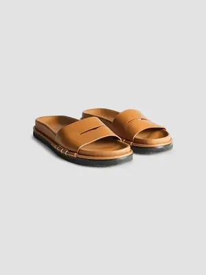 JW Anderson Loafer Fussbett Leather Slides - Tan