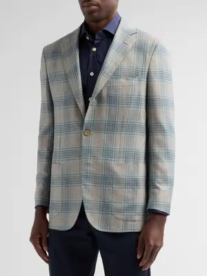 Kiton Cashmere Plaid Two-button Sport Coat