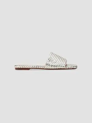 NAGHEDI St. Barths Metallic Slide Sandals - Silver