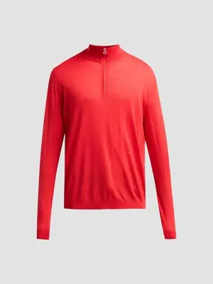 Kiton Wool Mock Turtleneck Sweater - Red