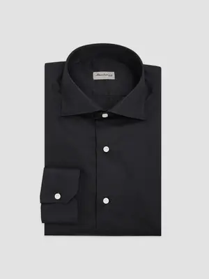 SARTORIO NAPOLI Solid Cotton Dress Shirt - Black