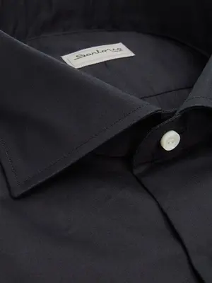 SARTORIO NAPOLI Solid Cotton Dress Shirt - Black