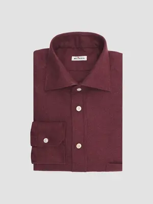 Kiton Cotton Flannel Classic-fit Dress Shirt - Bordeaux