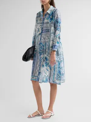Johnny Was Relaxed Cotton-silk Shirtdress