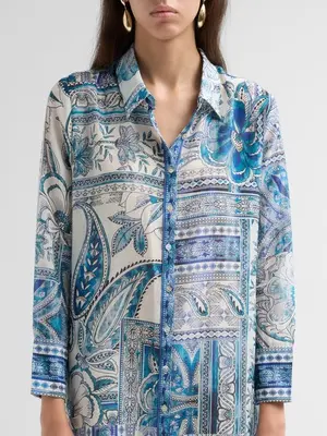 Johnny Was Relaxed Cotton-silk Shirtdress