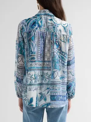 Johnny Was Cotton-silk Relaxed-fit Yoke Shirt