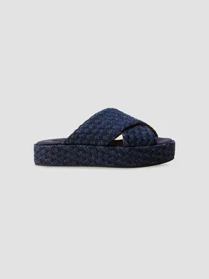 NAGHEDI Laguna Double Weave Denim Platform Sandals