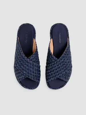 NAGHEDI Laguna Double Weave Denim Platform Sandals