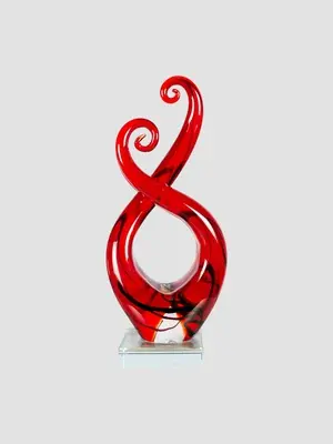 DALE TIFFANY Crimson Infinity Glass Sculpture - Red