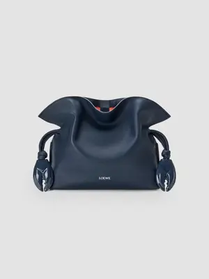 Loewe X Cosima Von Bonin Flaco Mini Check-intarsia & Leather Clutch - Deep Navy Multi