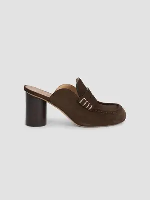 JW Anderson 75mm Suede Penny Loafer-style Mules - Brown