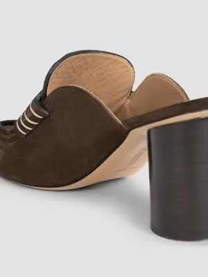 JW Anderson 75mm Suede Penny Loafer-style Mules - Brown