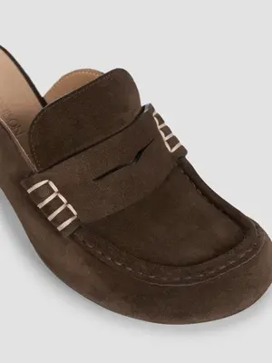 JW Anderson 75mm Suede Penny Loafer-style Mules - Brown