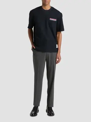Thom Browne Rwb-embroidered Textured Crewneck T-shirt