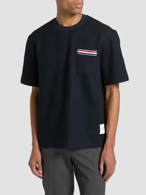 Thom Browne Rwb-embroidered Textured Crewneck T-shirt