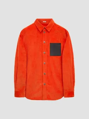 Loewe Leather-pocket Corduroy Shirt - Orange
