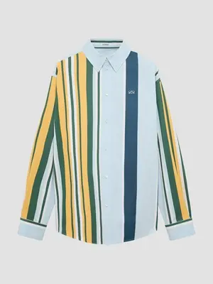 Loewe Colorblock Stripe Cotton Shirt - Blue Multicolor