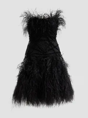 Pamella Roland Embroidered-tulle Strapless Cocktail Mini Dress - Black
