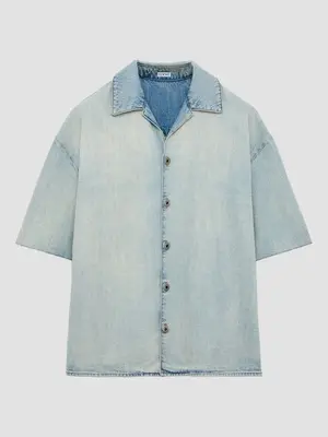 Loewe Anagram Denim Short-sleeve Shirt - Washed Blue