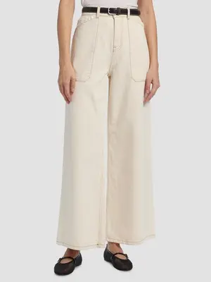 Ba&sh Mallou Cotton High-rise Wide-leg Jeans - Ecru