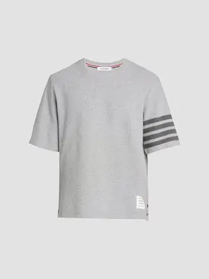 Thom Browne Striped Cotton T-shirt - Pale Grey