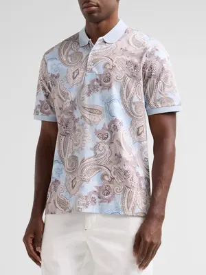 Robert Graham Creswell Paisley Cotton Polo Shirt