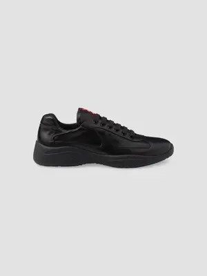 Prada America's Cup Nappa Leather Sneakers - Black
