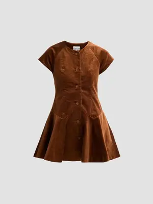GANNI Corduroy Button-front Mini Dress
