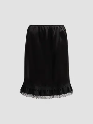 GANNI Fluid Satin Knee-length Frill Skirt - Black