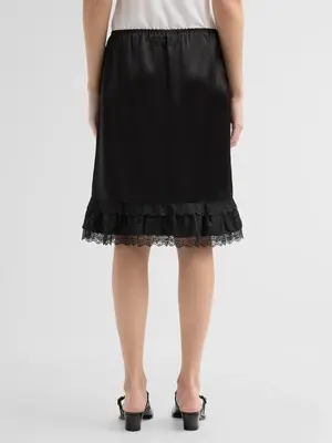 GANNI Fluid Satin Knee-length Frill Skirt - Black