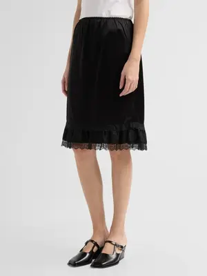 GANNI Fluid Satin Knee-length Frill Skirt - Black