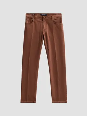 Kiton Stretch-cotton Slim-fit Trousers - Chestnut