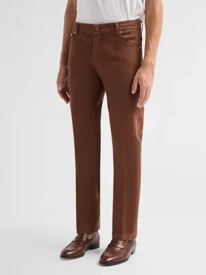 Kiton Stretch-cotton Slim-fit Trousers - Chestnut
