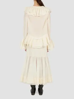 GANNI Ruffled Silk-blend Blouse